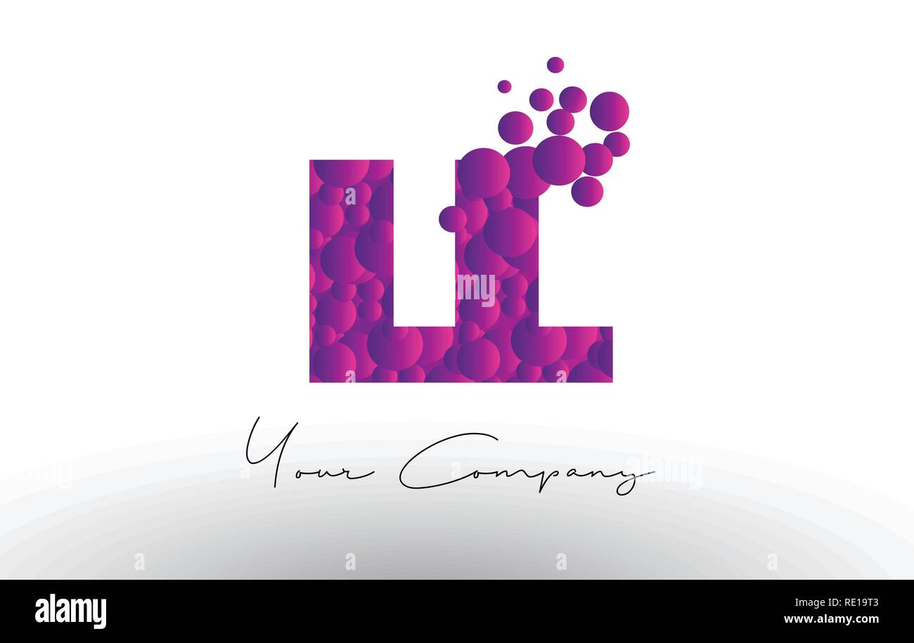 LL L Dots Letter Logo with Purple Pink Magenta Bubbles Texture Vector ...