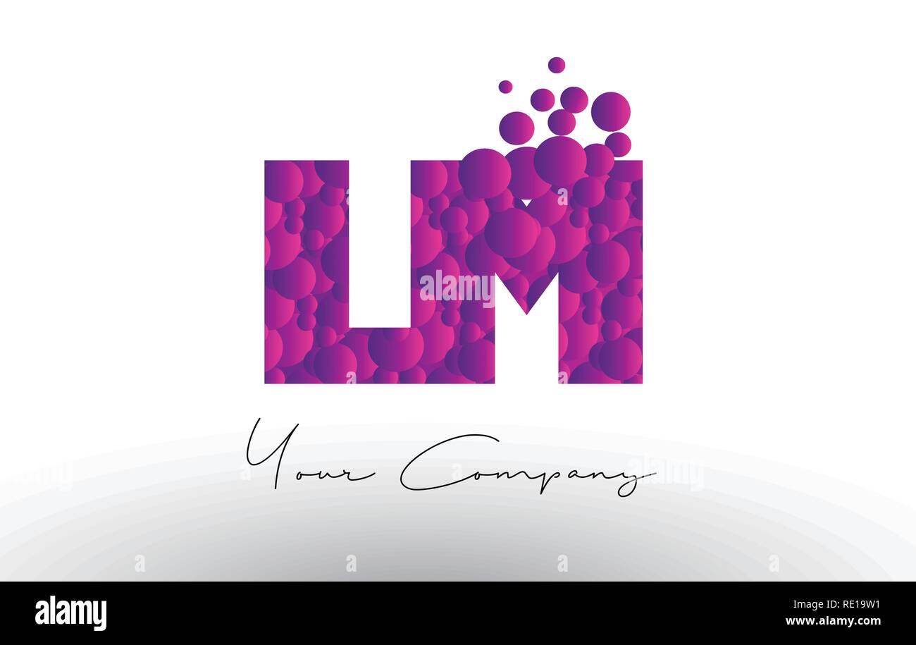 LM L M Dots Letter Logo with Purple Pink Magenta Bubbles Texture Vector ...