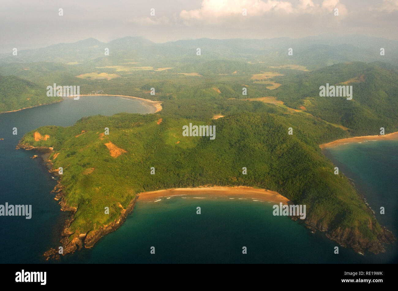 Aerial view of part of the island of Palawan. Aerial view of turquoise ...