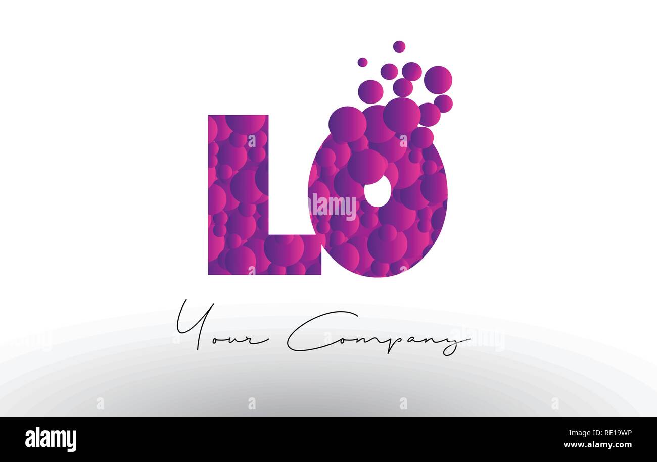 LO L O Dots Letter Logo with Purple Pink Magenta Bubbles Texture Vector ...