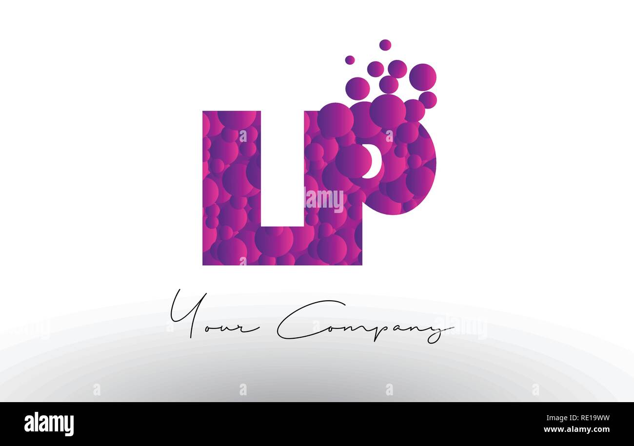 LP L P Dots Letter Logo with Purple Pink Magenta Bubbles Texture Vector ...
