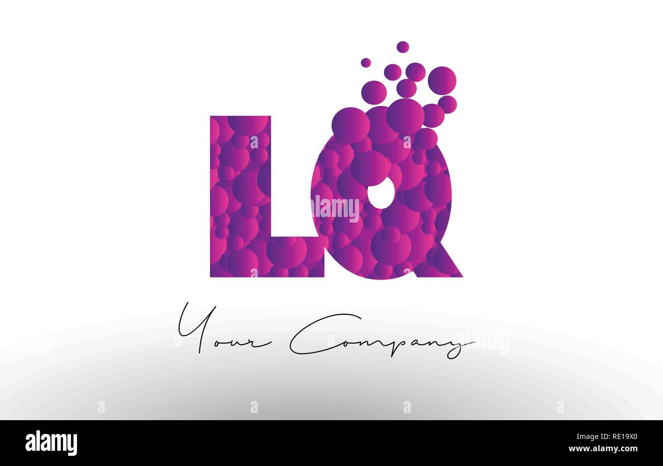 LQ L Q Dots Letter Logo with Purple Pink Magenta Bubbles Texture Vector ...