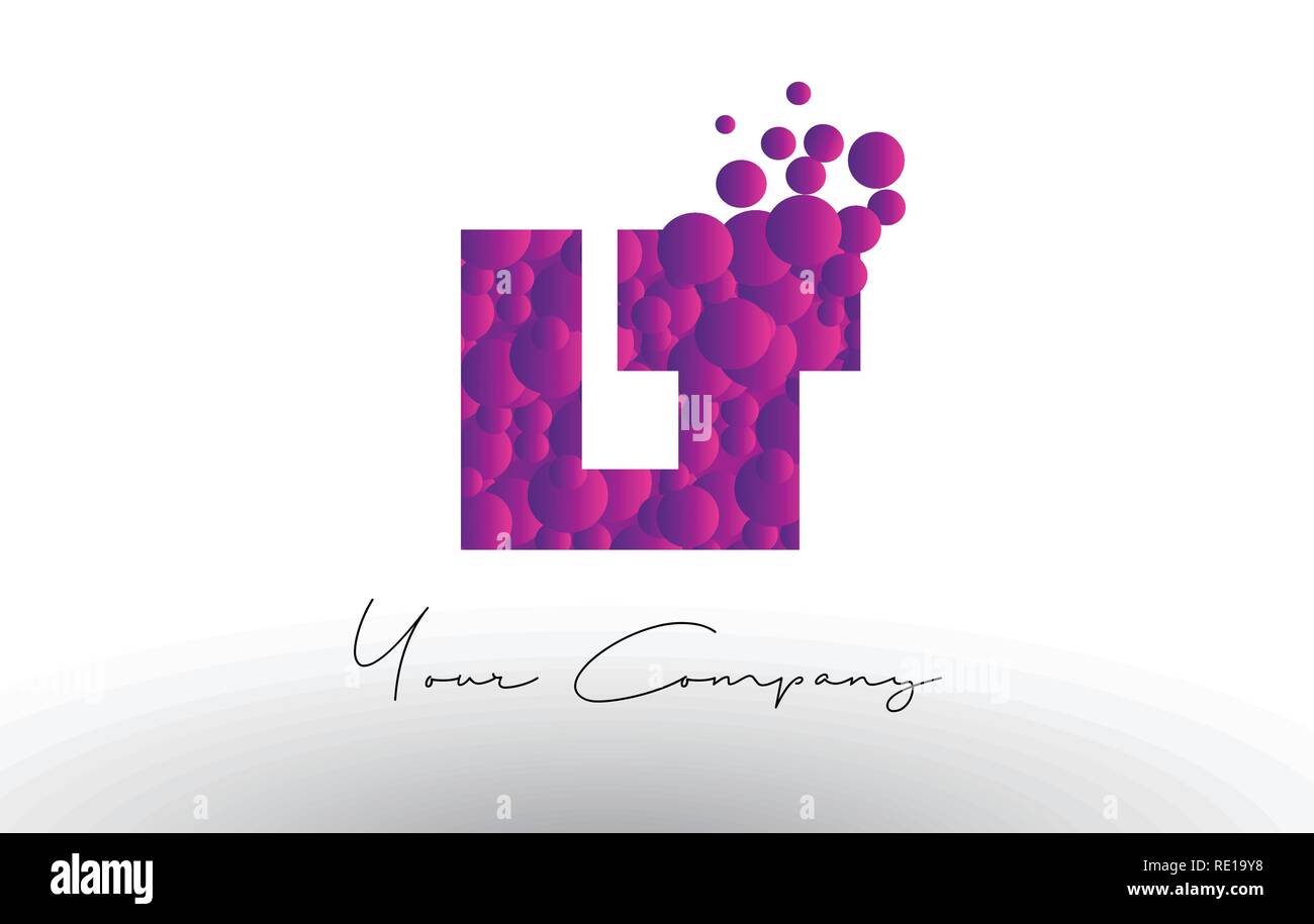 LT L T Dots Letter Logo with Purple Pink Magenta Bubbles Texture Vector ...