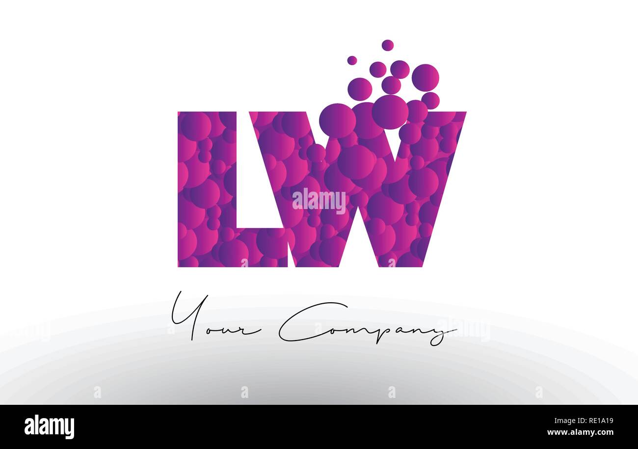LW L W Dots Letter Logo with Purple Pink Magenta Bubbles Texture Vector ...