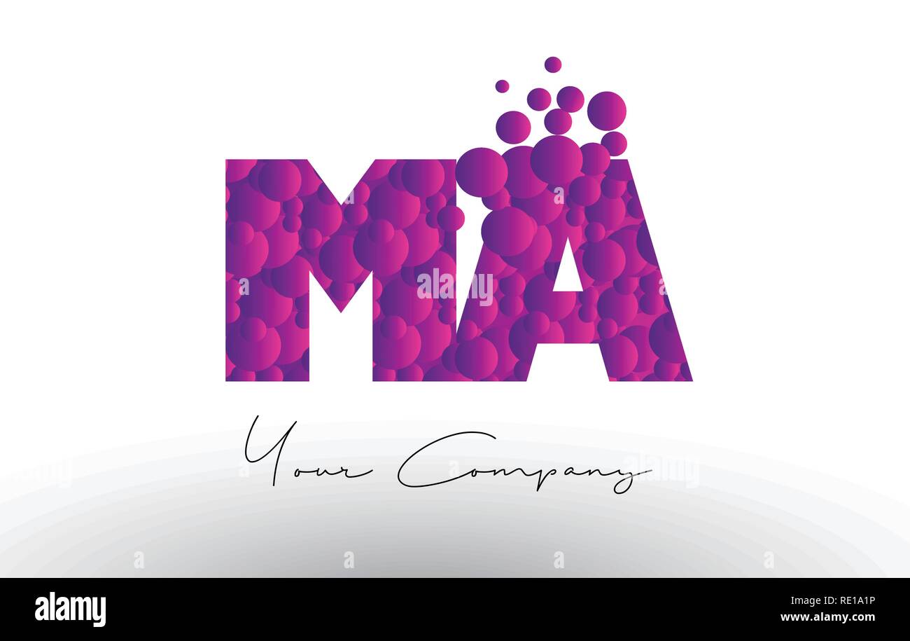 MA M A Dots Letter Logo with Purple Pink Magenta Bubbles Texture Vector ...