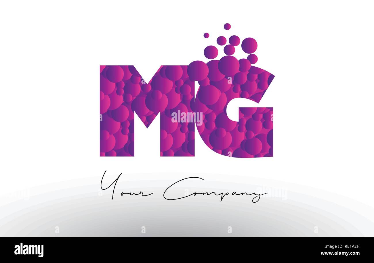 MG M G Dots Letter Logo with Purple Pink Magenta Bubbles Texture Vector ...