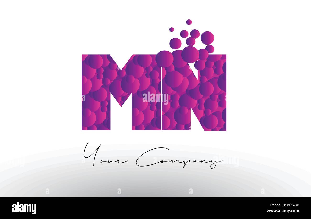 MN M N Dots Letter Logo with Purple Pink Magenta Bubbles Texture Vector ...