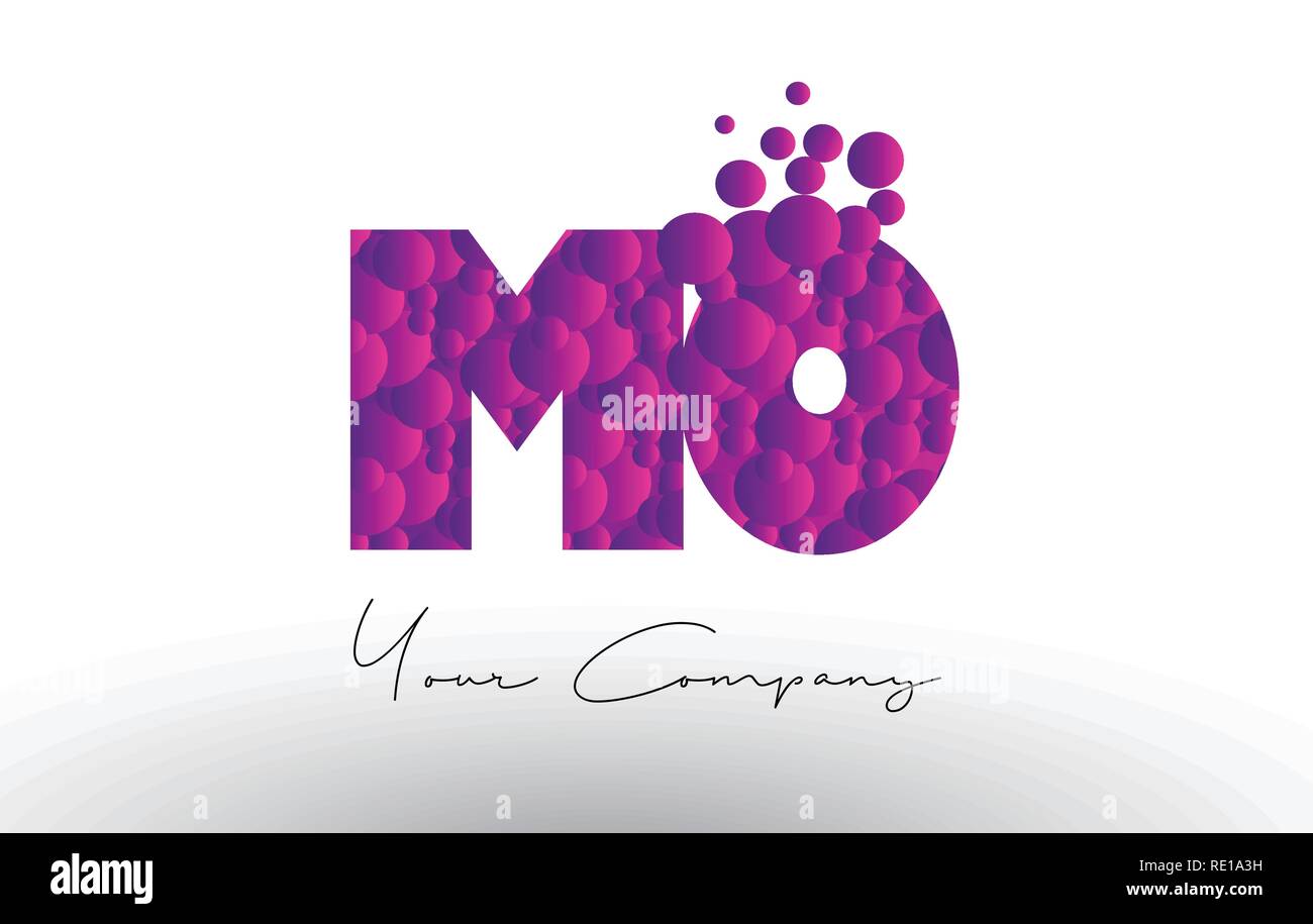 MO M O Dots Letter Logo with Purple Pink Magenta Bubbles Texture Vector ...
