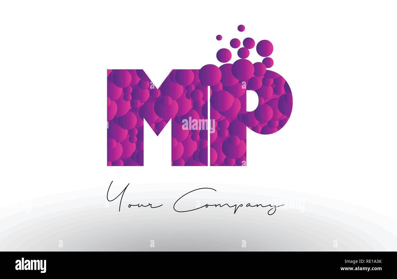 MP M P Dots Letter Logo with Purple Pink Magenta Bubbles Texture Vector ...