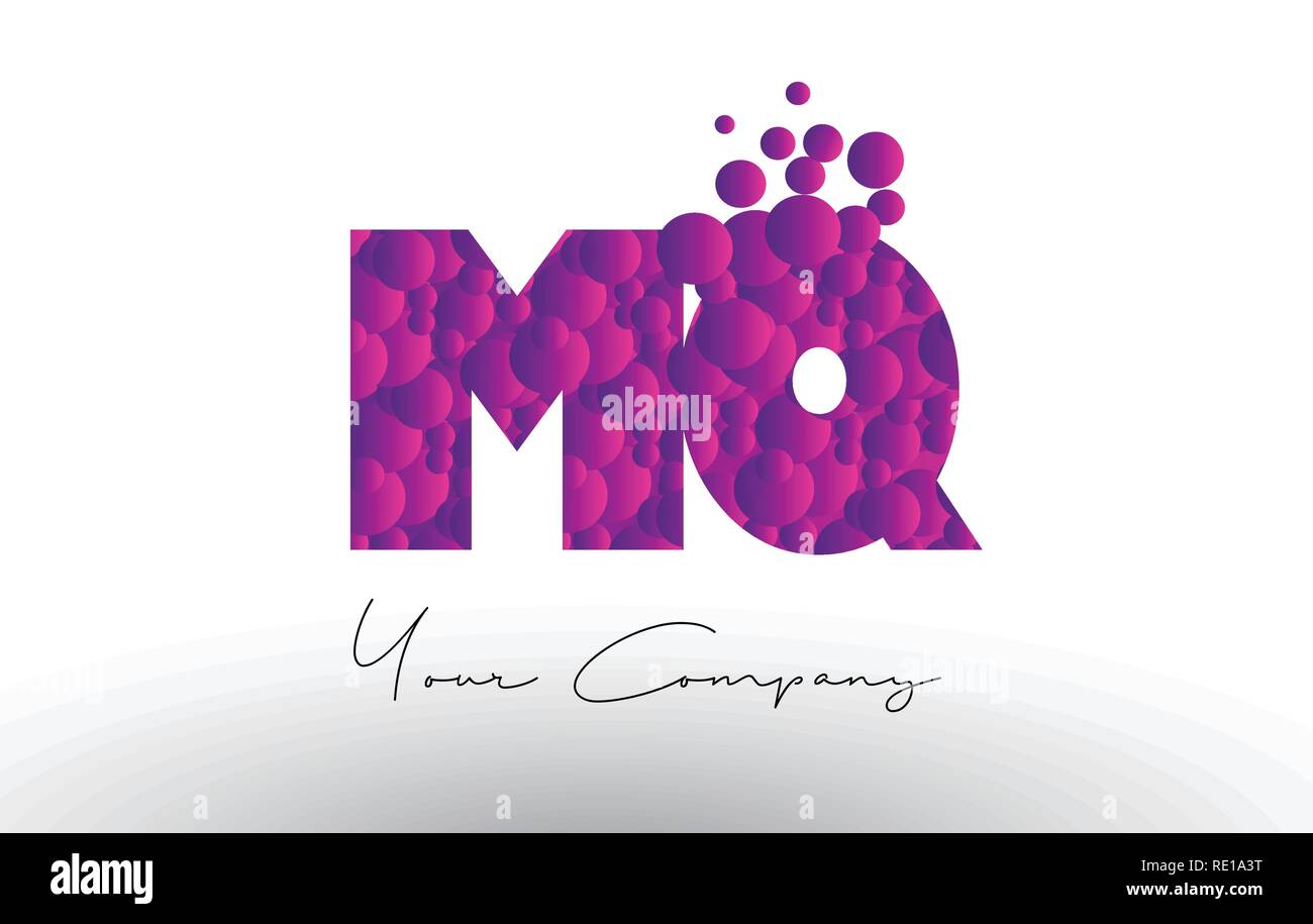 MQ M Q Dots Letter Logo with Purple Pink Magenta Bubbles Texture Vector ...