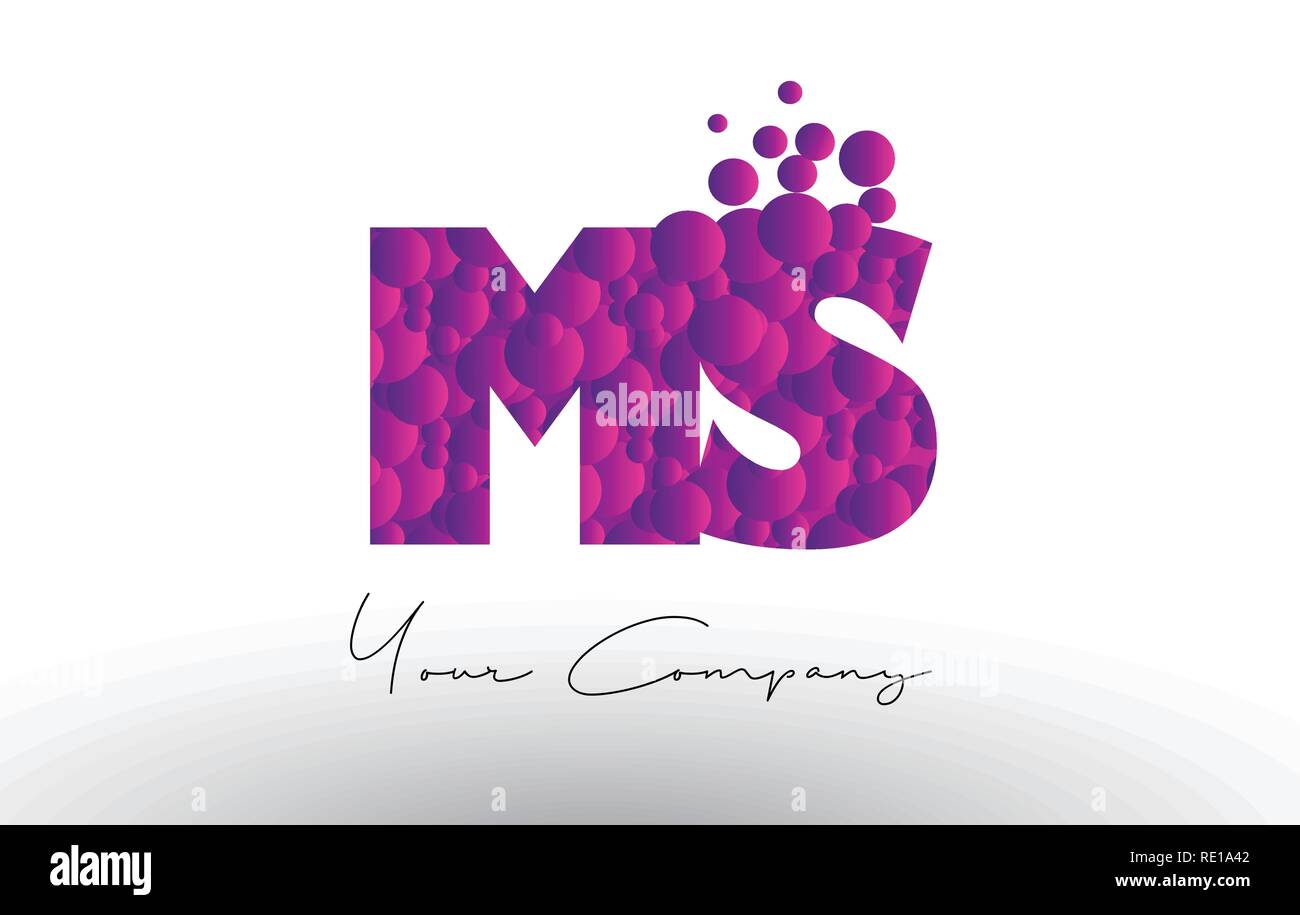 MS M S Dots Letter Logo with Purple Pink Magenta Bubbles Texture Vector ...