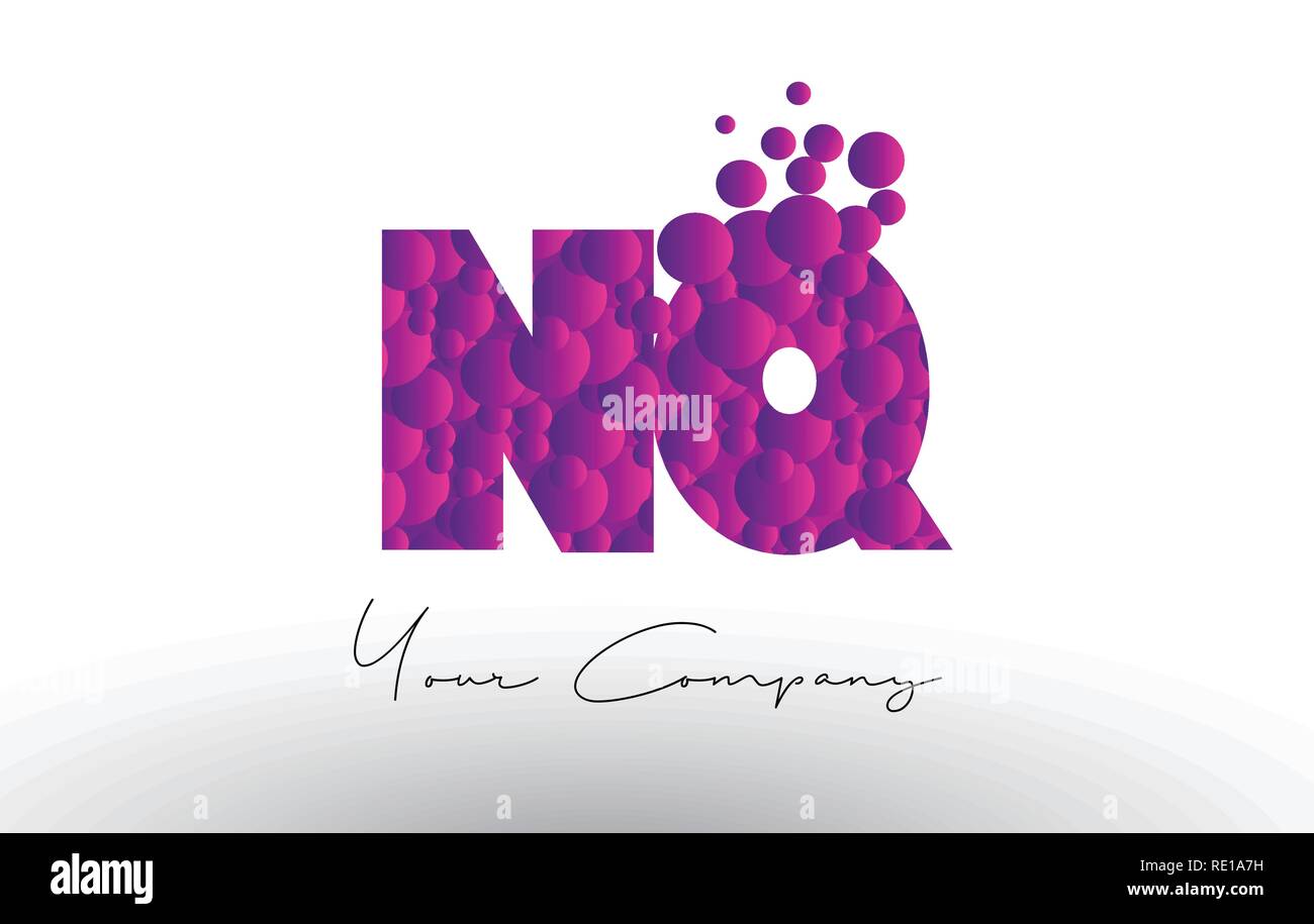 NQ N Q Dots Letter Logo with Purple Pink Magenta Bubbles Texture Vector ...