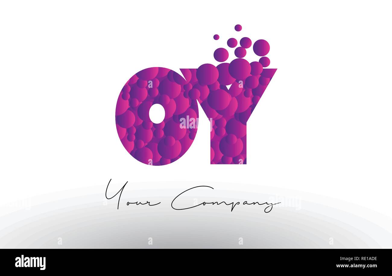 OY O Y Dots Letter Logo with Purple Pink Magenta Bubbles Texture Vector ...