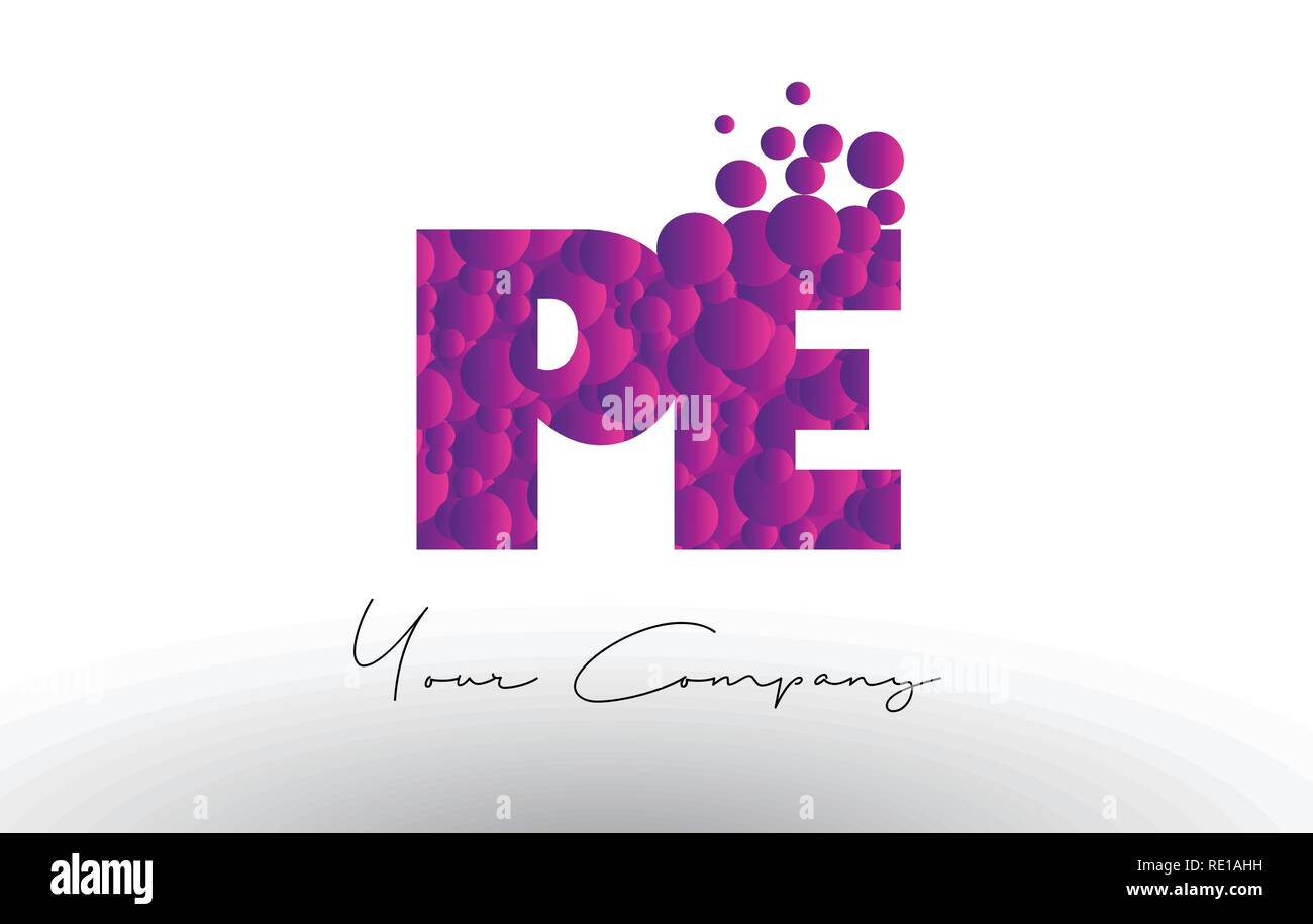 PE P E Dots Letter Logo with Purple Pink Magenta Bubbles Texture Vector ...