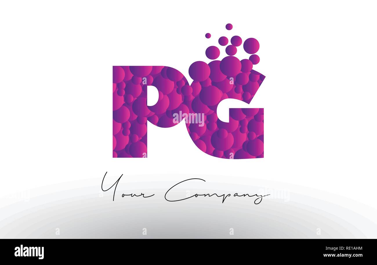 PG P G Dots Letter Logo with Purple Pink Magenta Bubbles Texture Vector ...