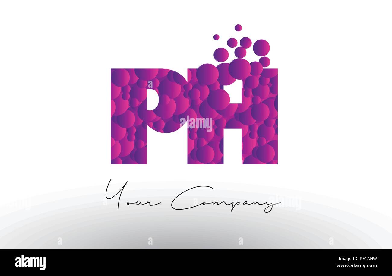 PH P H Dots Letter Logo with Purple Pink Magenta Bubbles Texture Vector ...
