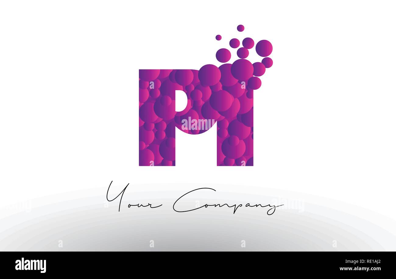 PI P I Dots Letter Logo with Purple Pink Magenta Bubbles Texture Vector ...