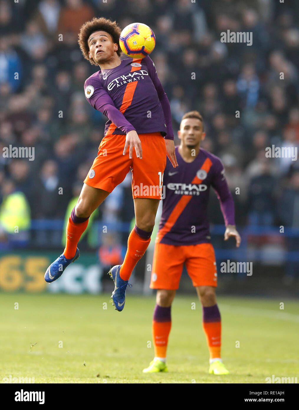Manchester City's Leroy Sane controls the ball during the Premier ...