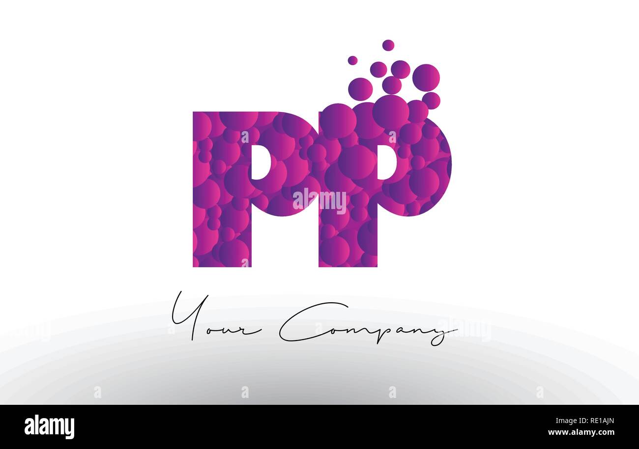 PP P Dots Letter Logo with Purple Pink Magenta Bubbles Texture Vector ...