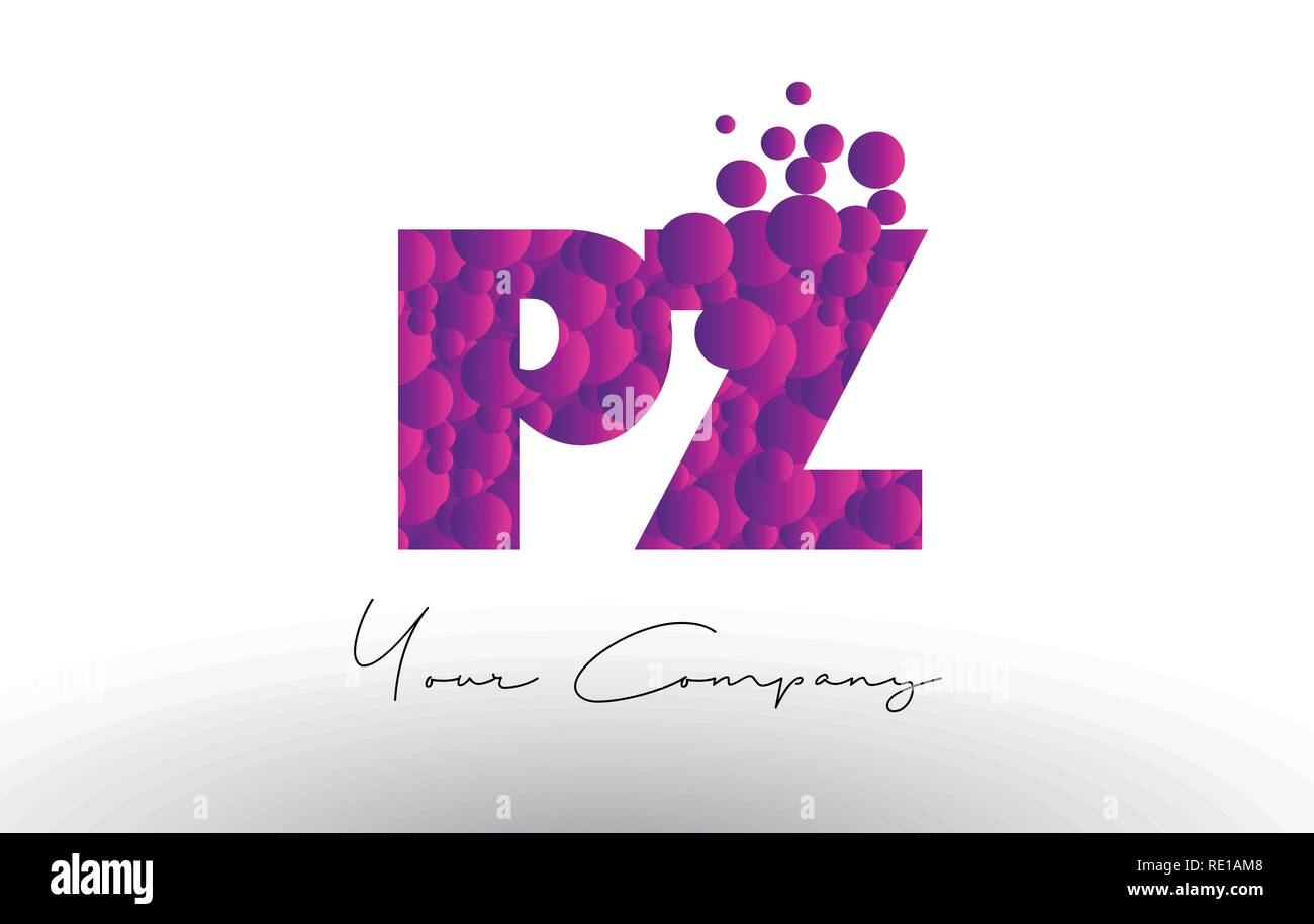 PZ P Z Dots Letter Logo with Purple Pink Magenta Bubbles Texture Vector ...