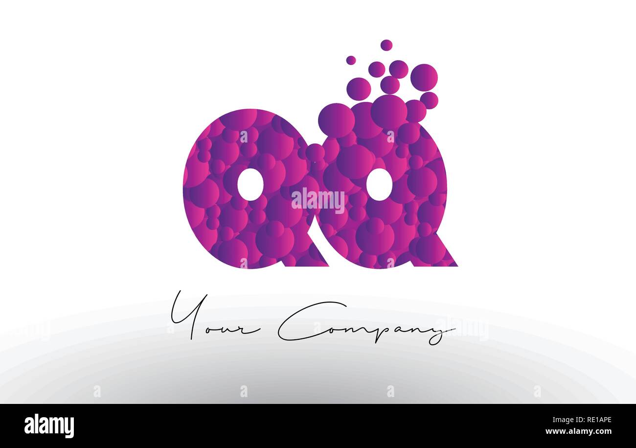 QQ Q Q Dots Letter Logo with Purple Pink Magenta Bubbles Texture Vector ...