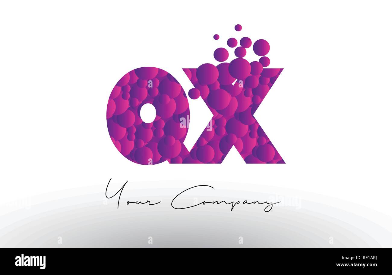 QX Q X Dots Letter Logo with Purple Pink Magenta Bubbles Texture Vector ...