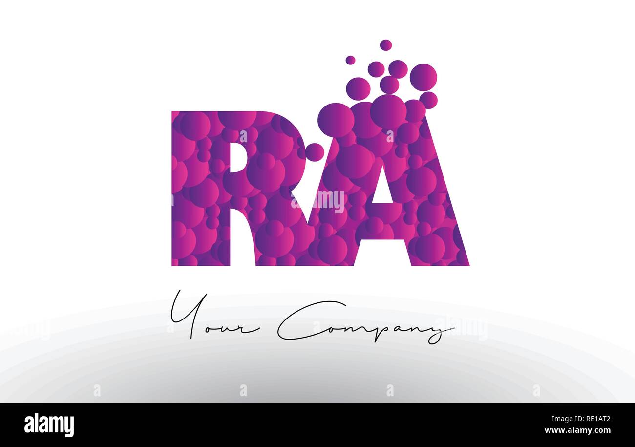 RA R Q Dots Letter Logo with Purple Pink Magenta Bubbles Texture Vector ...