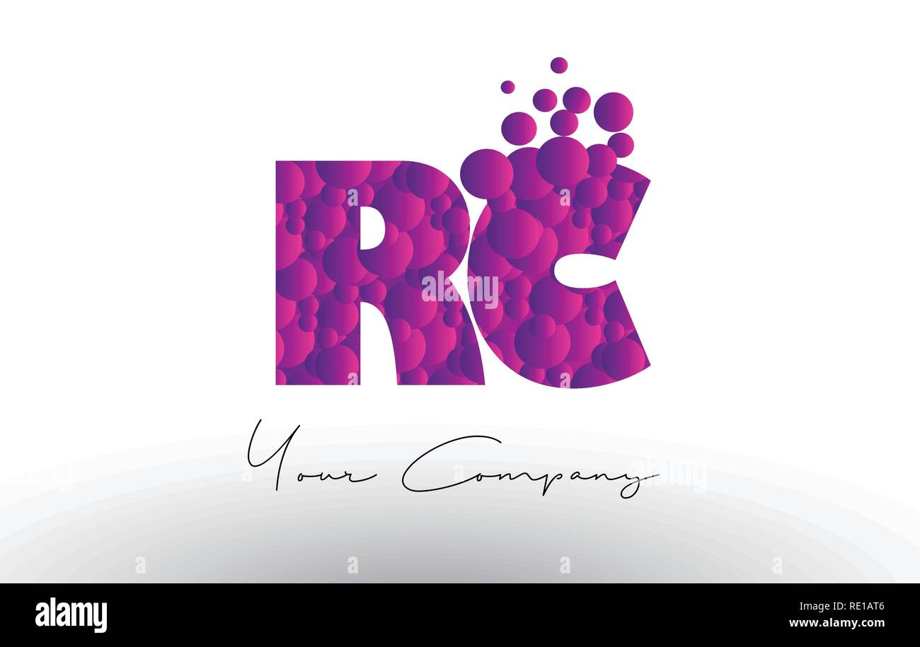 RC R C Dots Letter Logo with Purple Pink Magenta Bubbles Texture Vector ...