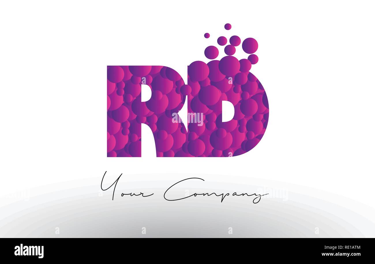 RD R D Dots Letter Logo with Purple Pink Magenta Bubbles Texture Vector ...