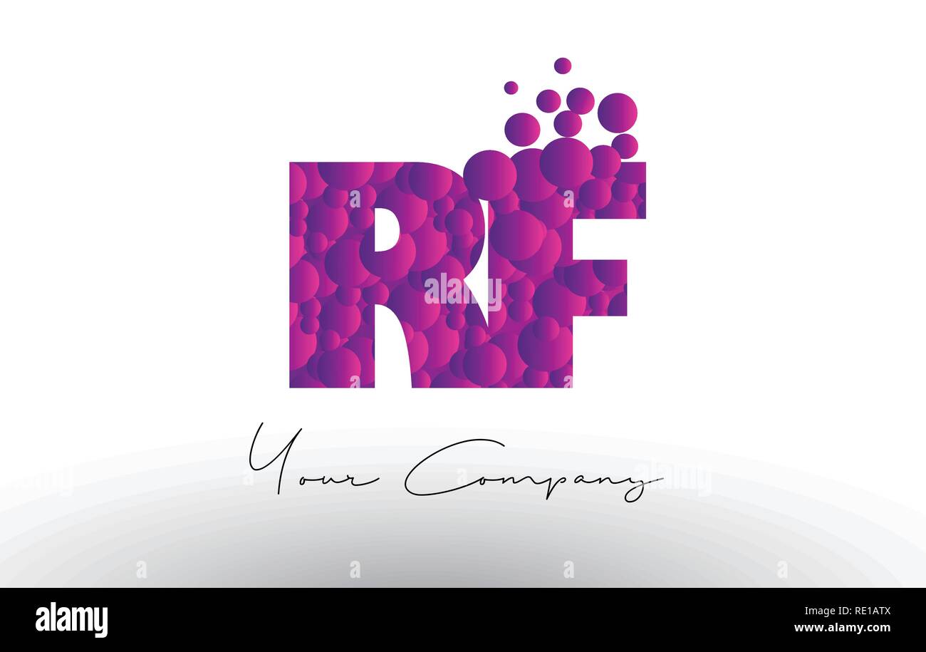 RF R F Dots Letter Logo with Purple Pink Magenta Bubbles Texture Vector ...