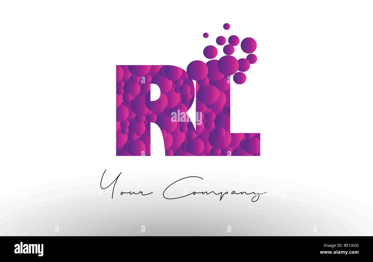 RL R L Dots Letter Logo with Purple Pink Magenta Bubbles Texture Vector ...
