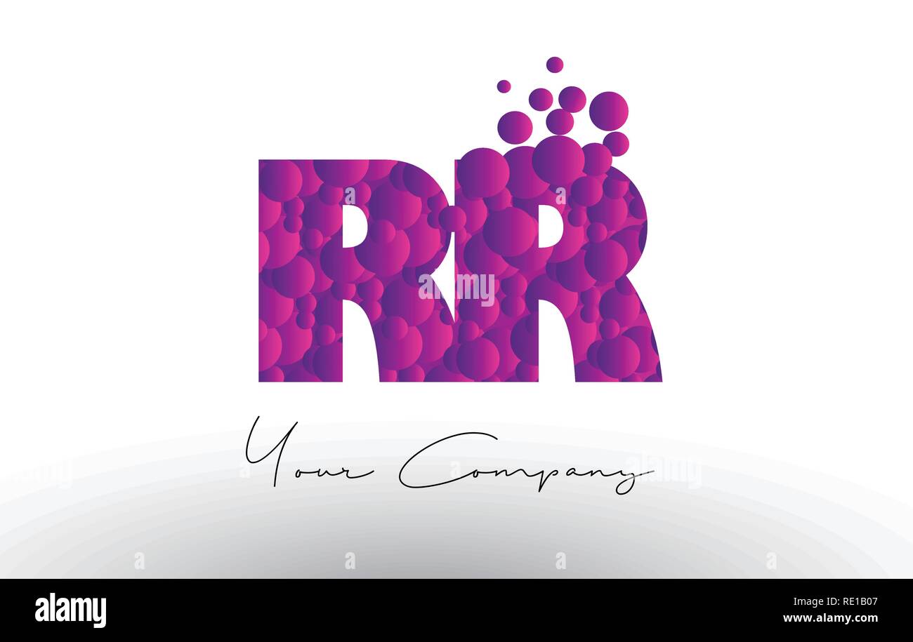 RR R Dots Letter Logo with Purple Pink Magenta Bubbles Texture Vector ...