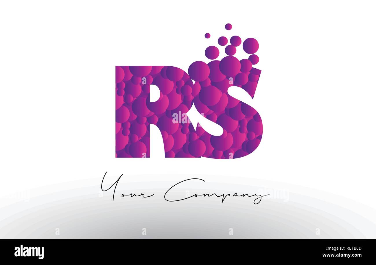RS R S Dots Letter Logo with Purple Pink Magenta Bubbles Texture Vector ...