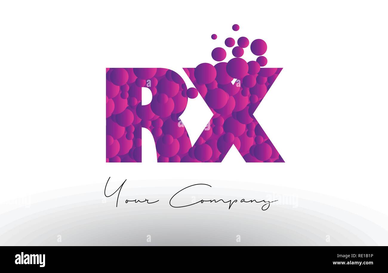 RX R X Dots Letter Logo with Purple Pink Magenta Bubbles Texture Vector ...