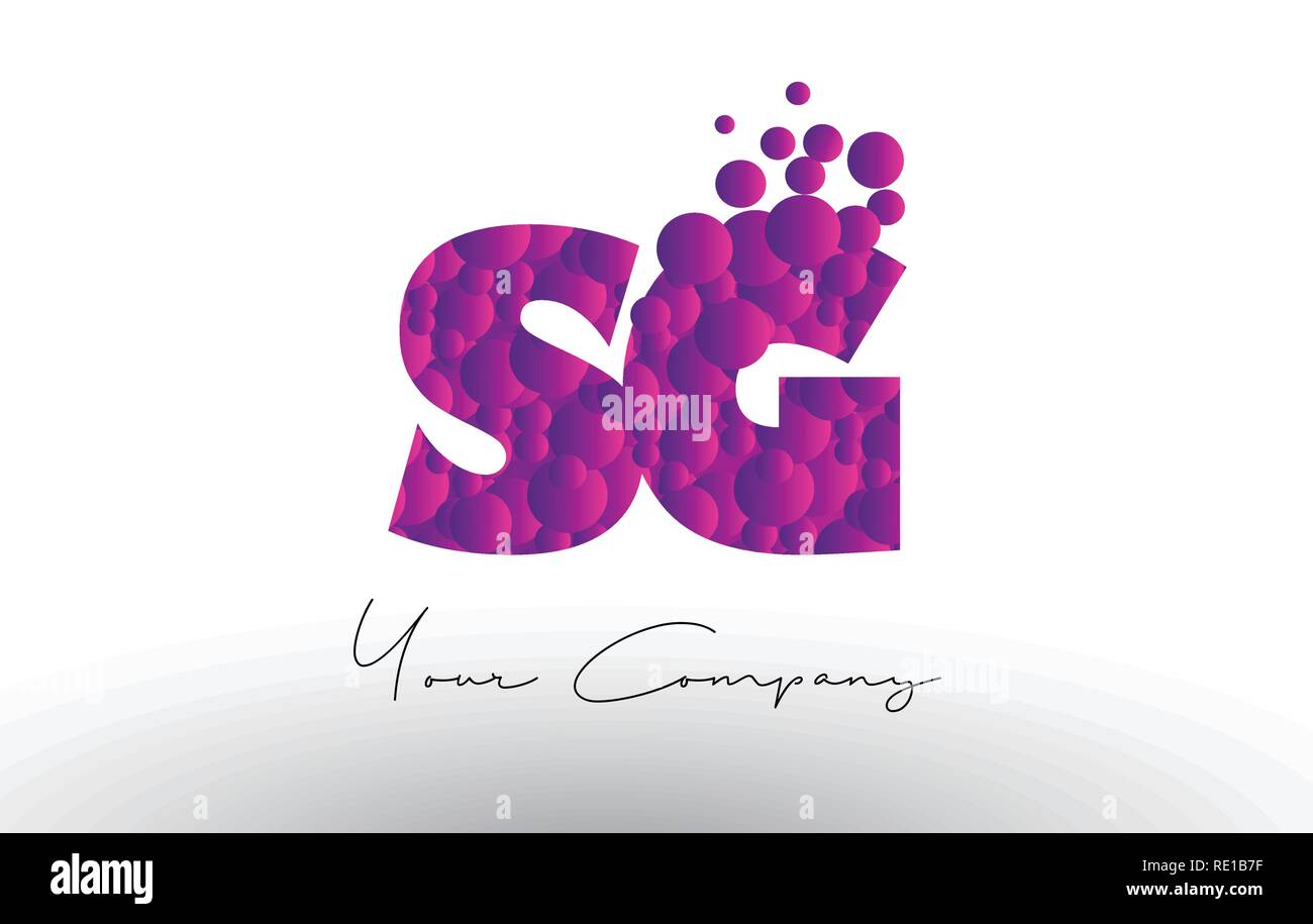 SG S G Dots Letter Logo with Purple Pink Magenta Bubbles Texture Vector ...