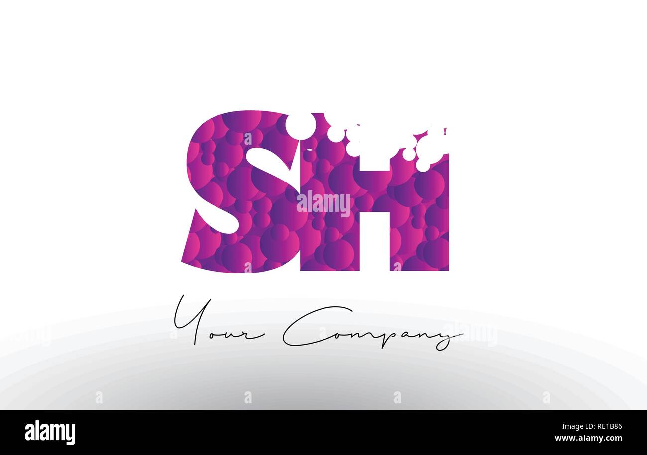 SH S H Dots Letter Logo with Purple Pink Magenta Bubbles Texture Vector ...