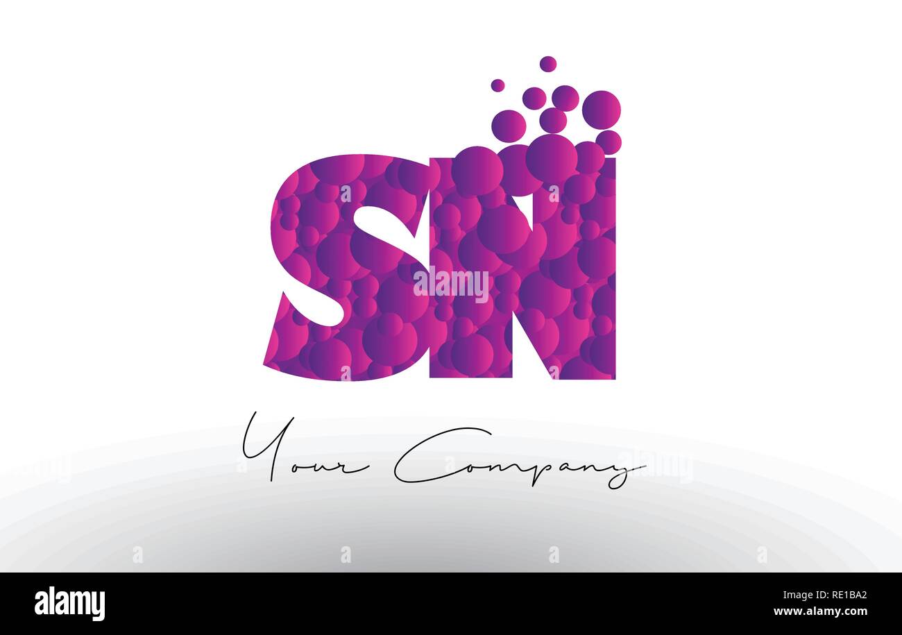 SN S N Dots Letter Logo with Purple Pink Magenta Bubbles Texture Vector ...