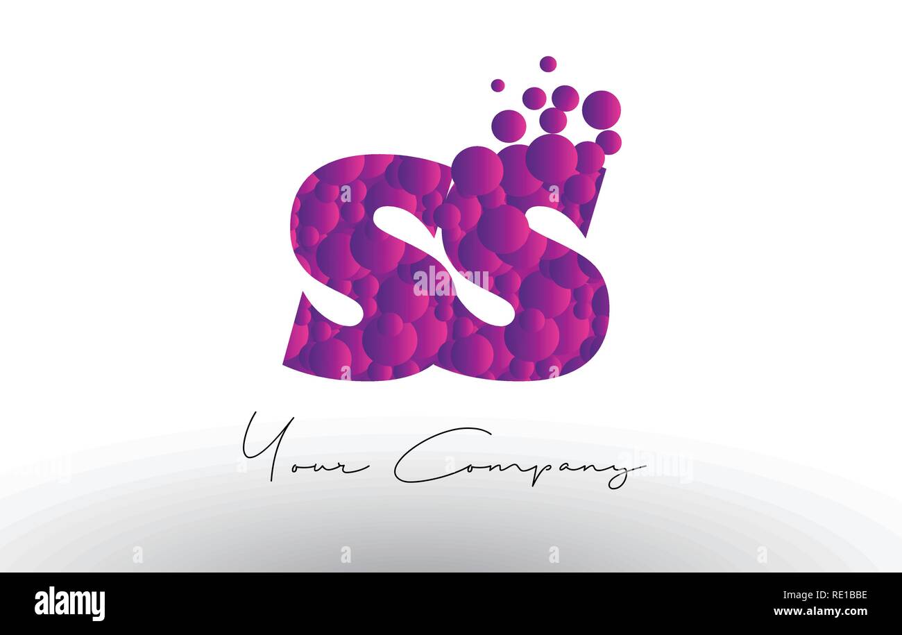 SS S S Dots Letter Logo with Purple Pink Magenta Bubbles Texture Vector ...