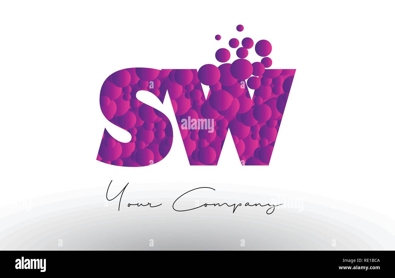 SW S W Dots Letter Logo with Purple Pink Magenta Bubbles Texture Vector ...