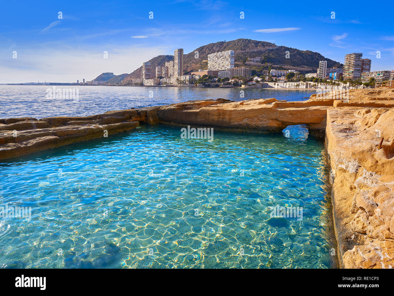 Alicante Roman fishpond structure ruins in Albufereta beach at Spain ...