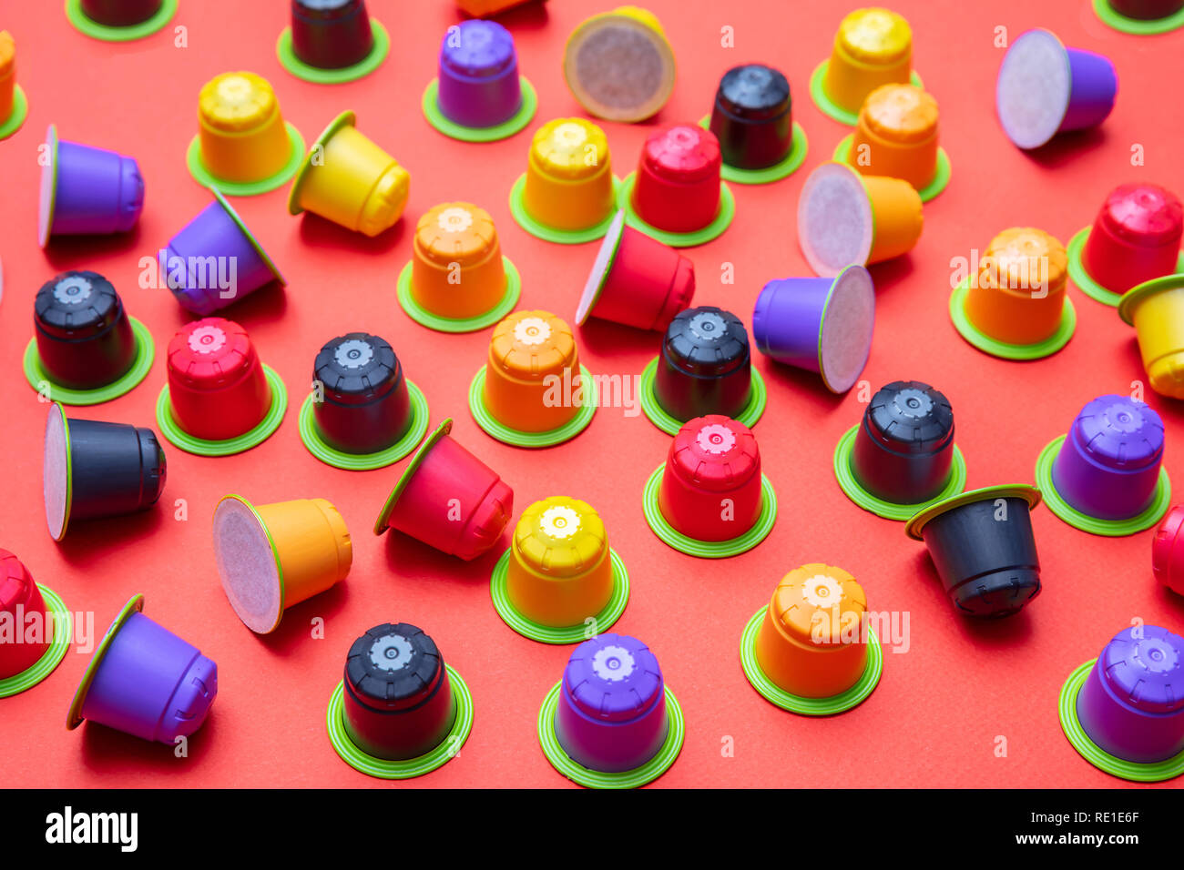 Coffee capsules compostable. Colorful espresso pods, eco friendly ...