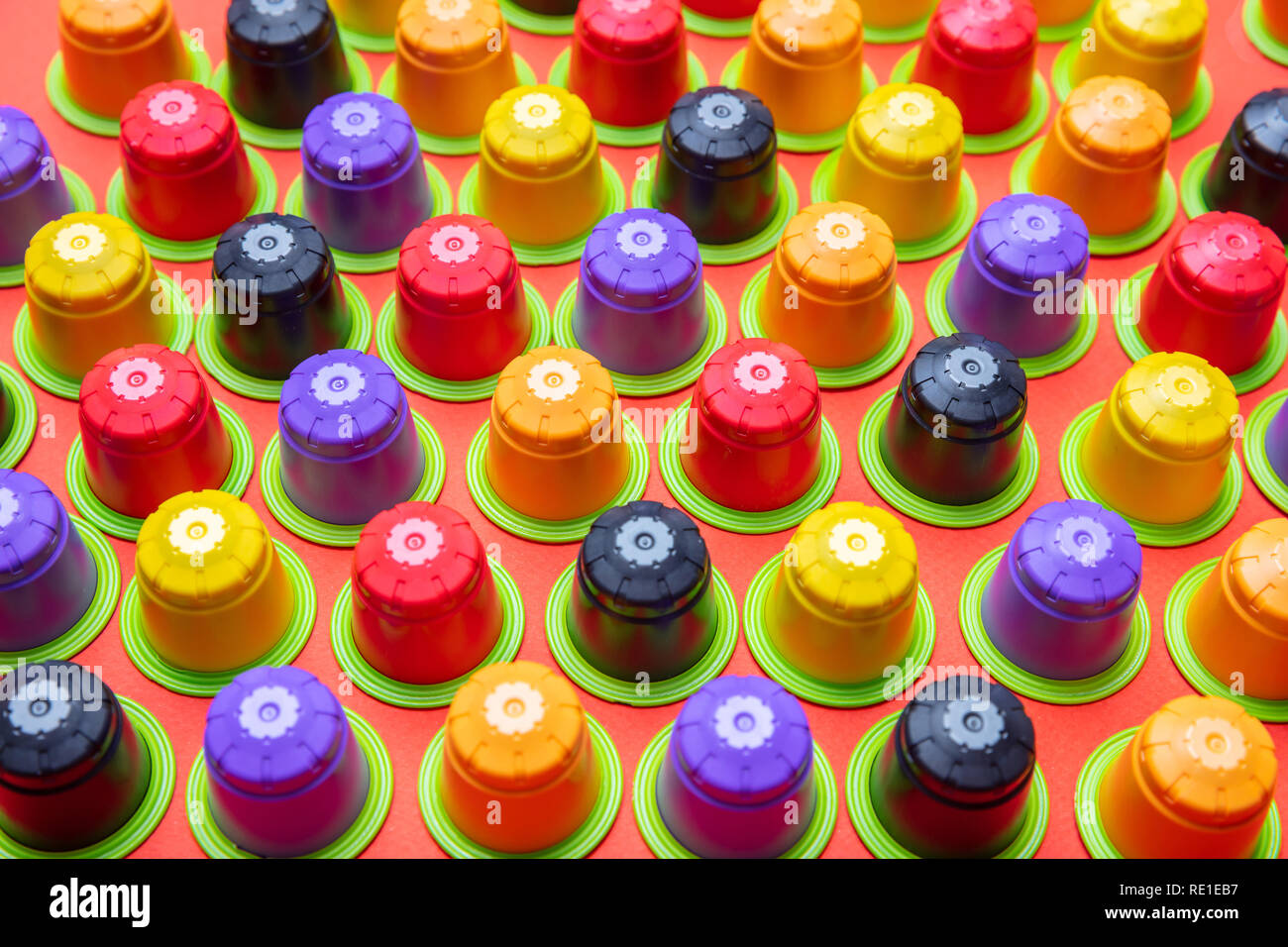 Coffee capsules compostable. Colorful espresso pods, eco friendly ...