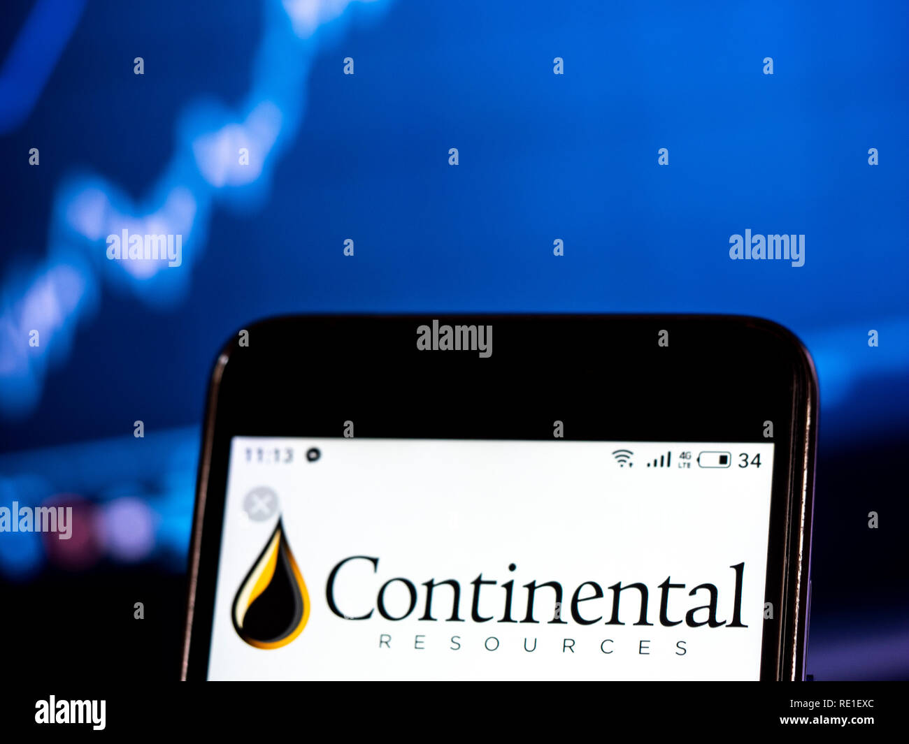 Continental Resources Company logo seen displayed on smart phone Stock ...