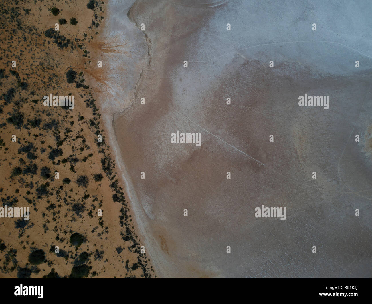 Aerial of a small section of Island Lagoon a salt lake near Pimba South ...