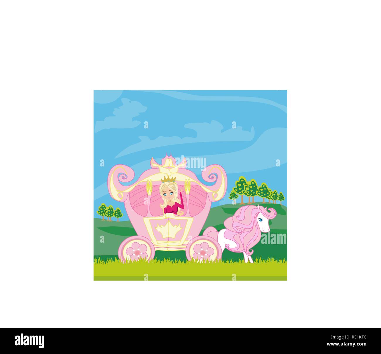 beautiful princess in the carriage Stock Vector Image & Art - Alamy