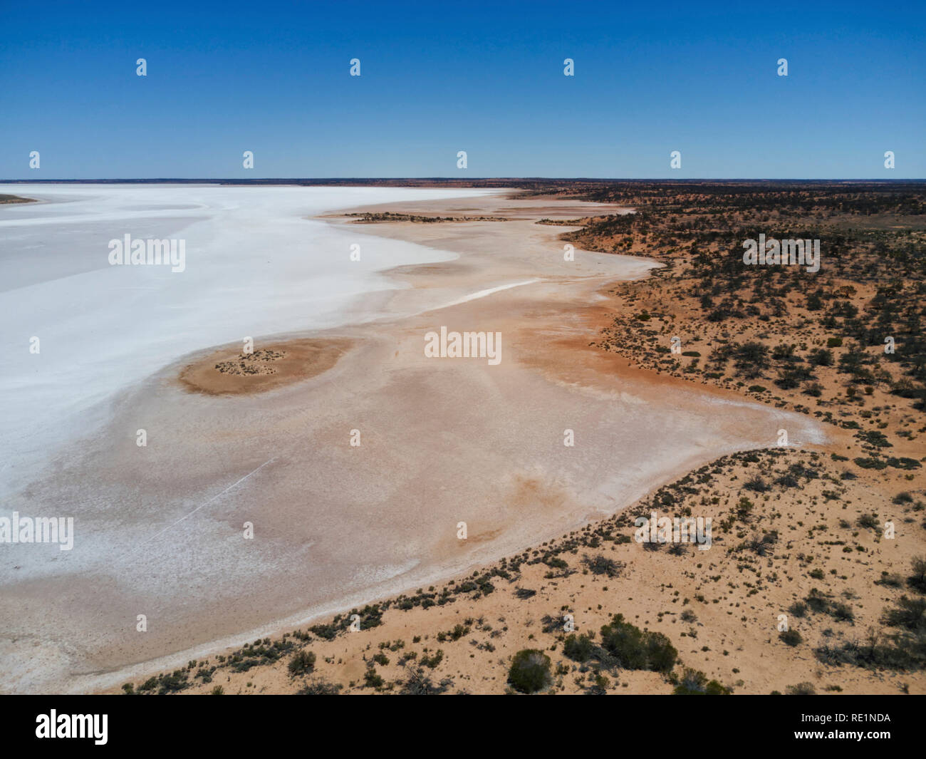 Aerial of a small section of Island Lagoon a salt lake near Pimba South ...