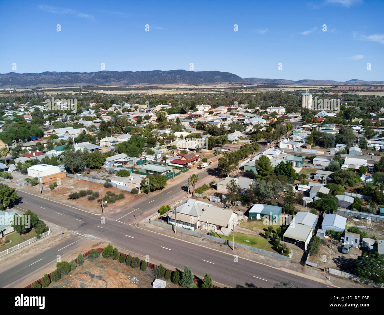 Aerial of the township of Quorn in the Flinders Ranges South Australia ...