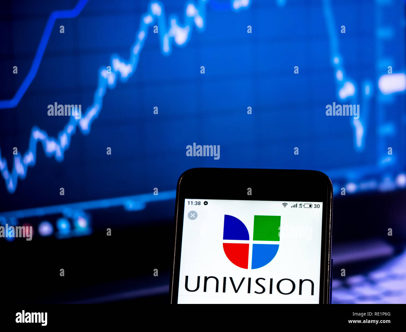 Univision Television network logo seen displayed on smart phone Stock ...