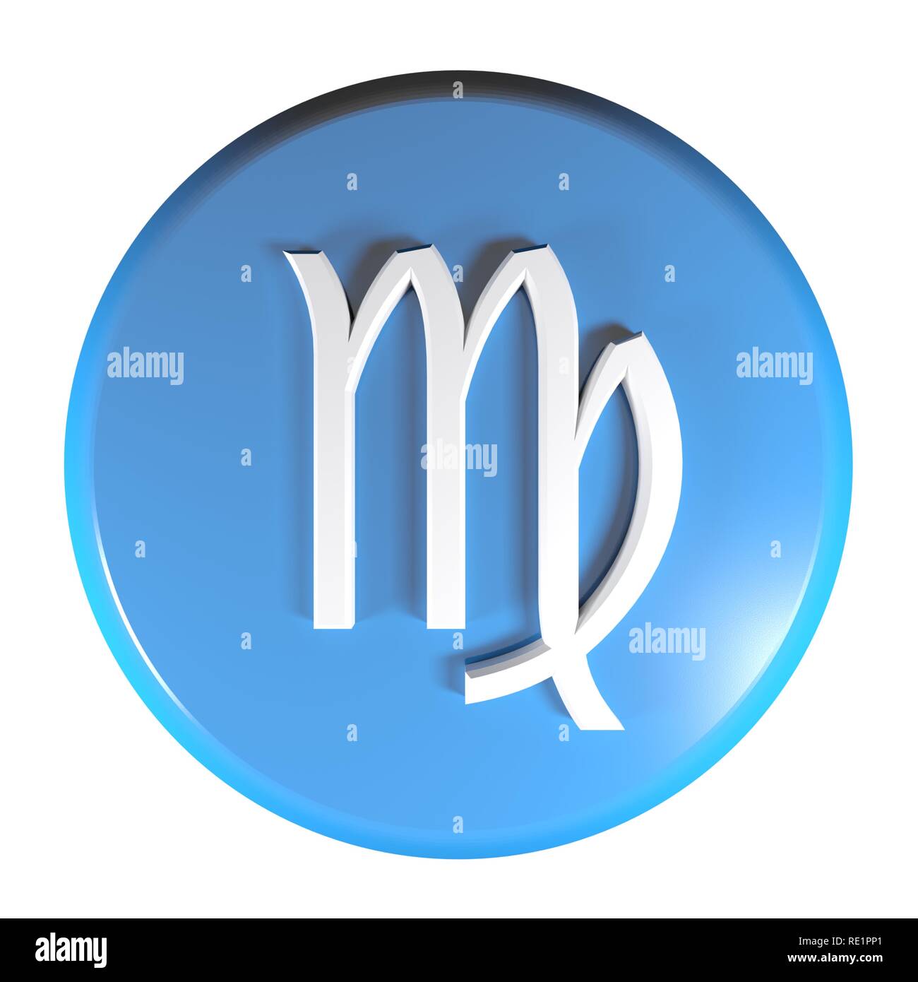ZODIAC VIRGO ICON blue circle push button - 3D rendering illustration ...