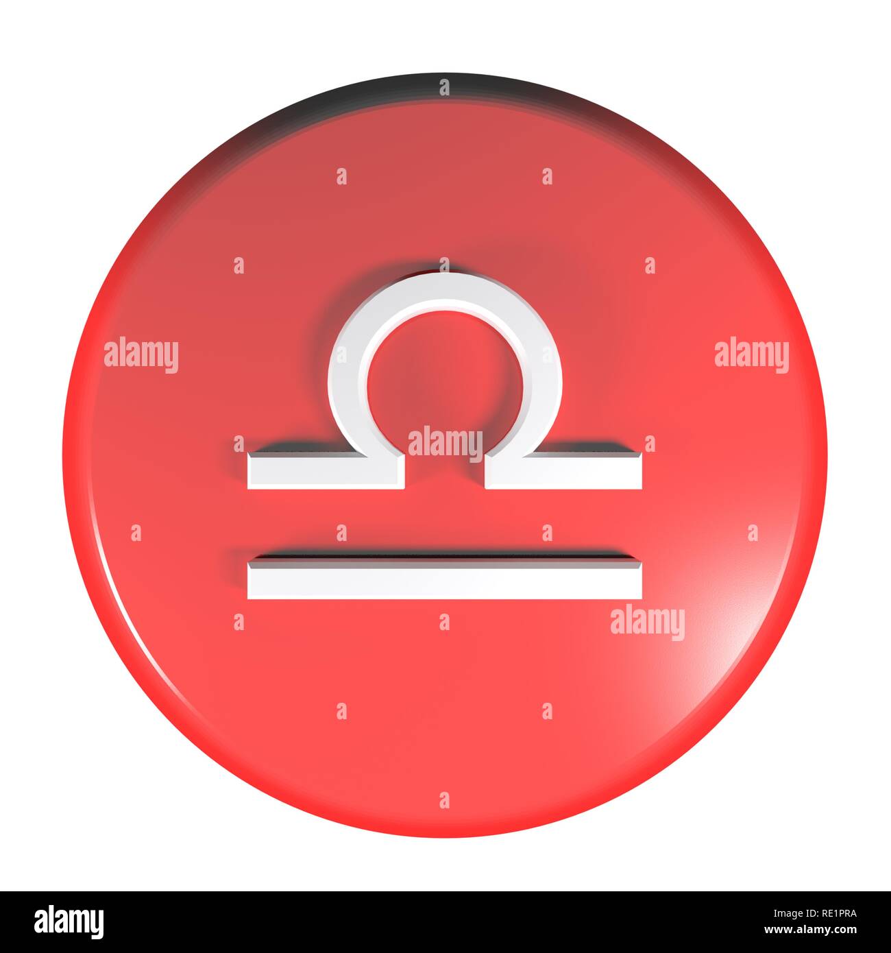 ZODIAC SCALE ICON red circle push button - 3D rendering illustration ...